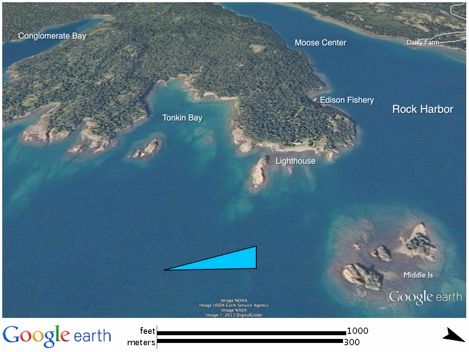 An oblique, SW facing, Google Earth view of Middle Passage, the gateway ...